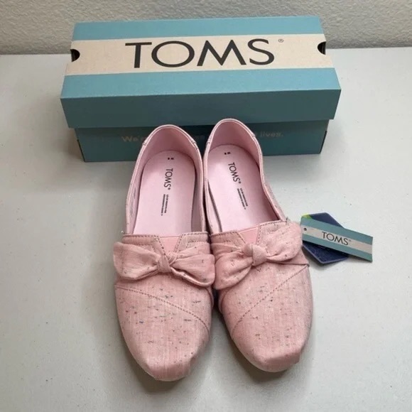 Toms | Shoes | Toms Speckled Linen Bow Alpargata Chalky Pink Shoes ...